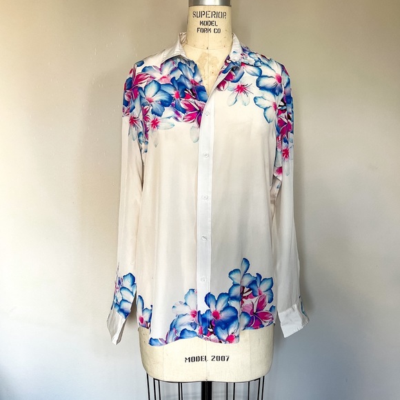 Tops | Printed Silk Top | Poshmark